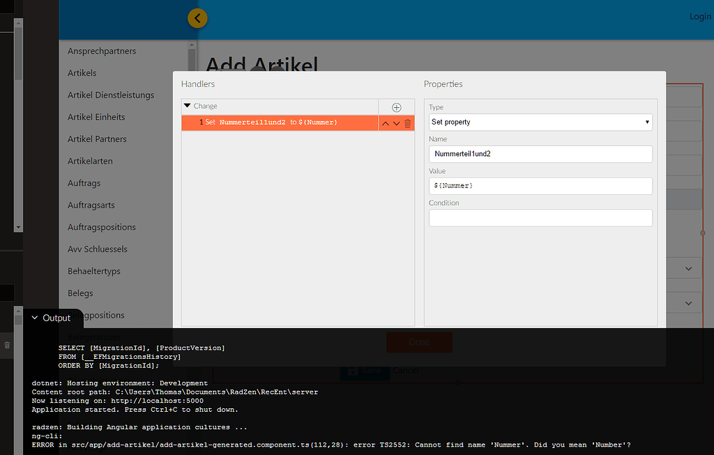 Fill a field with values from 2 other fields while typing - Radzen