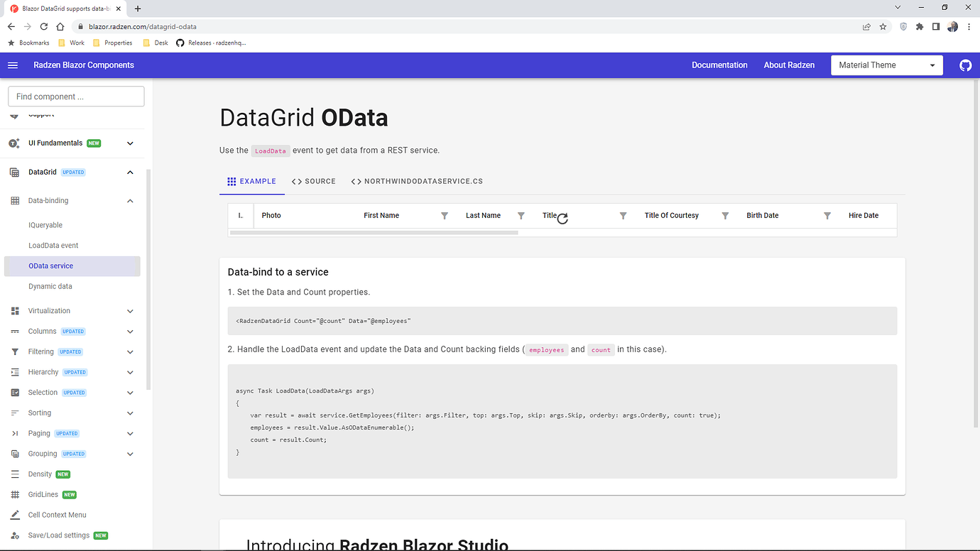 Showing RadzenProgressBar when data is loading in RadzenDataGrid ...