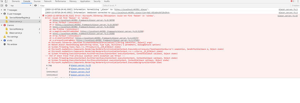 Dialog not working - Blazor Server - Radzen