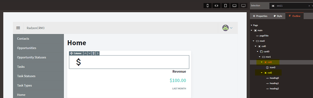 Align two columns next to each other, in a row - Blazor WebAssembly - Radzen