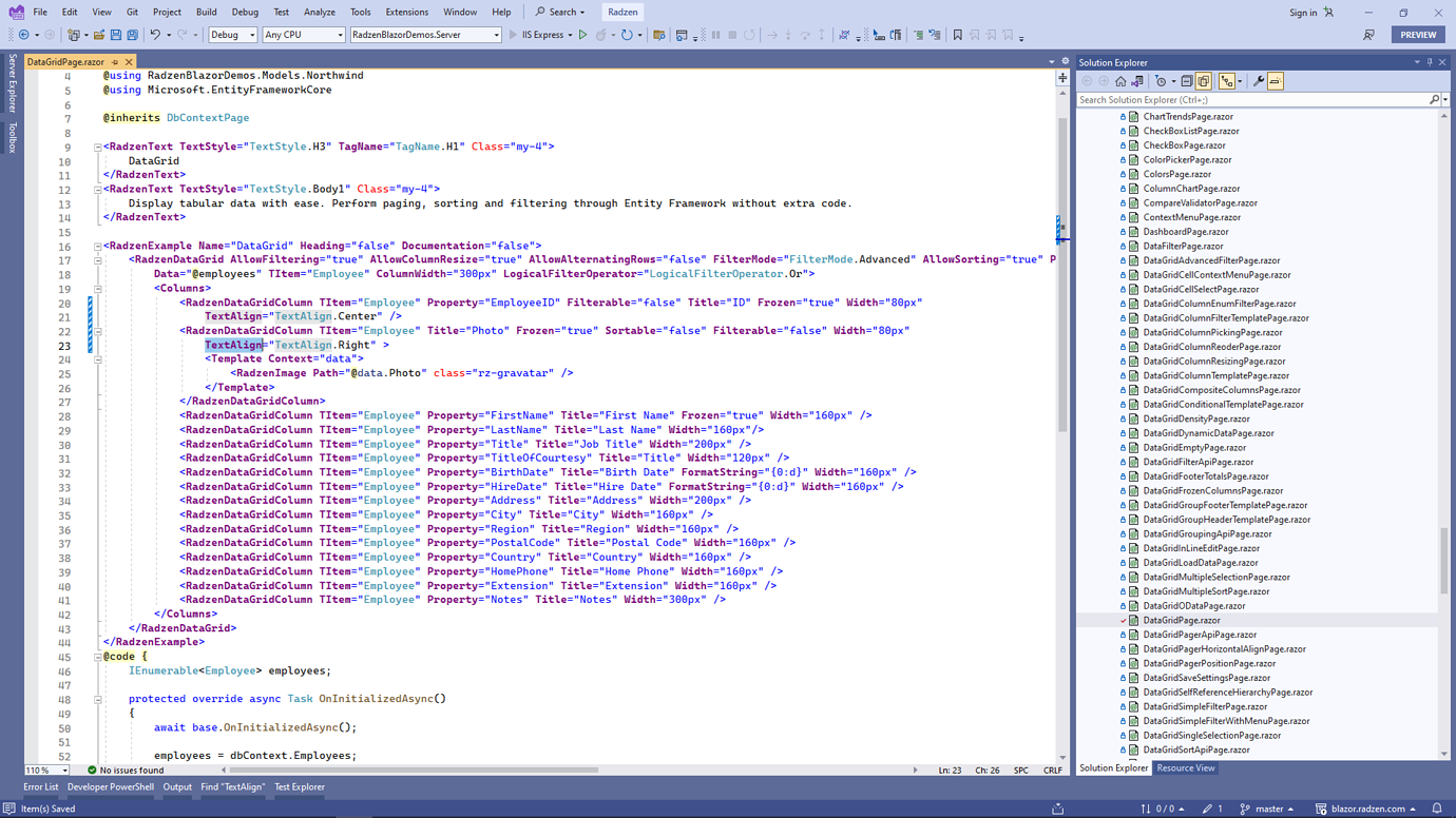 How To Align Data In Datagrid Columns Radzen Blazor Components Radzen