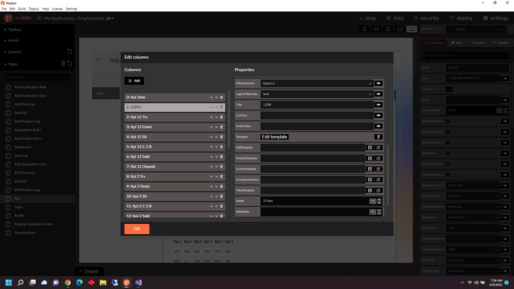 Composite Columns - Blazor Server - Radzen