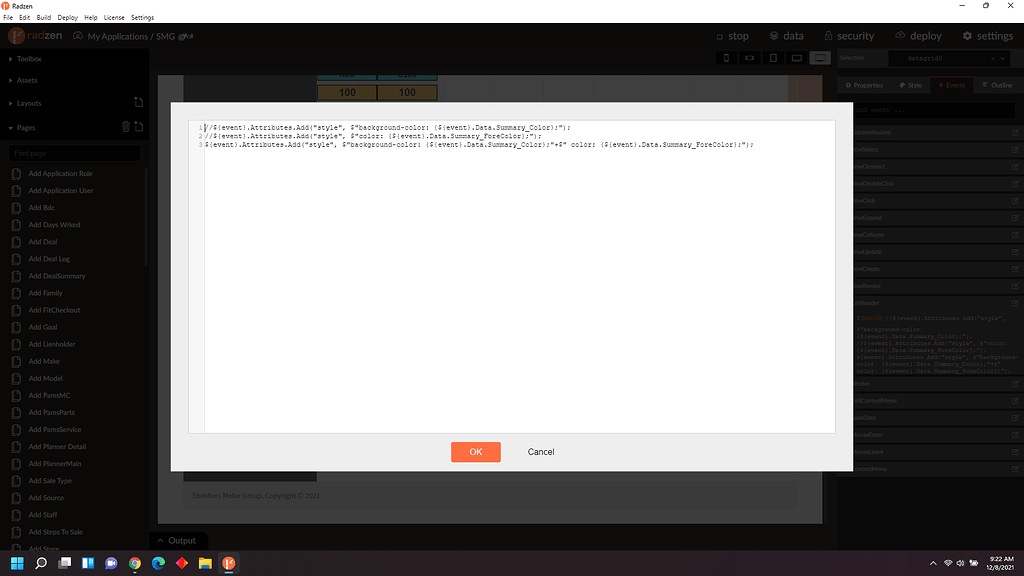 Change row color and background color - Blazor Server - Radzen