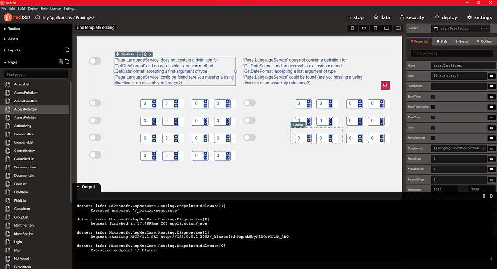DatePicker DateFormat data binding error - Blazor Server - Radzen