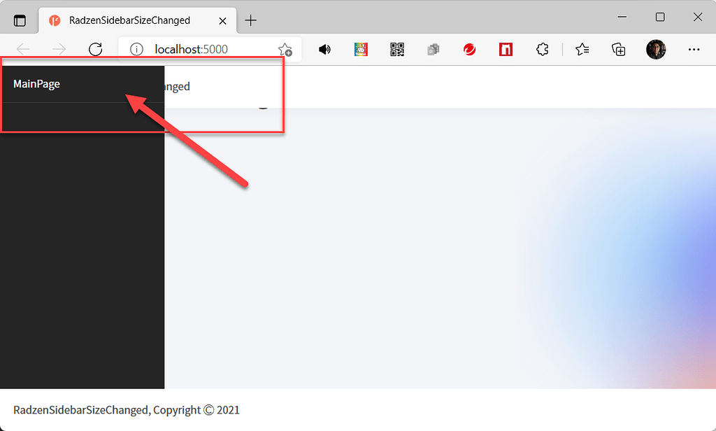 The sidebar overlaps the page header - Blazor Server - Radzen