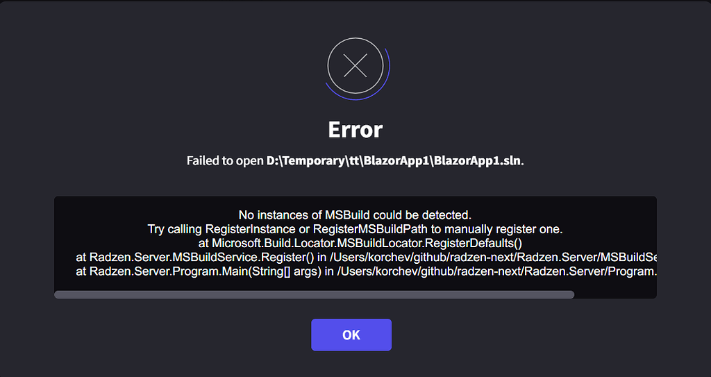 Failed to open an existing Blazor Project - VS 2022 Preview 2.1 ...