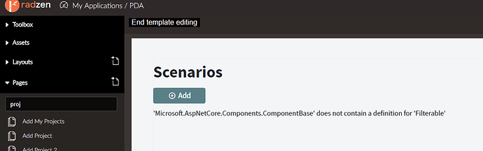 Design time error editing hierarchy grid template - Blazor Server - Radzen