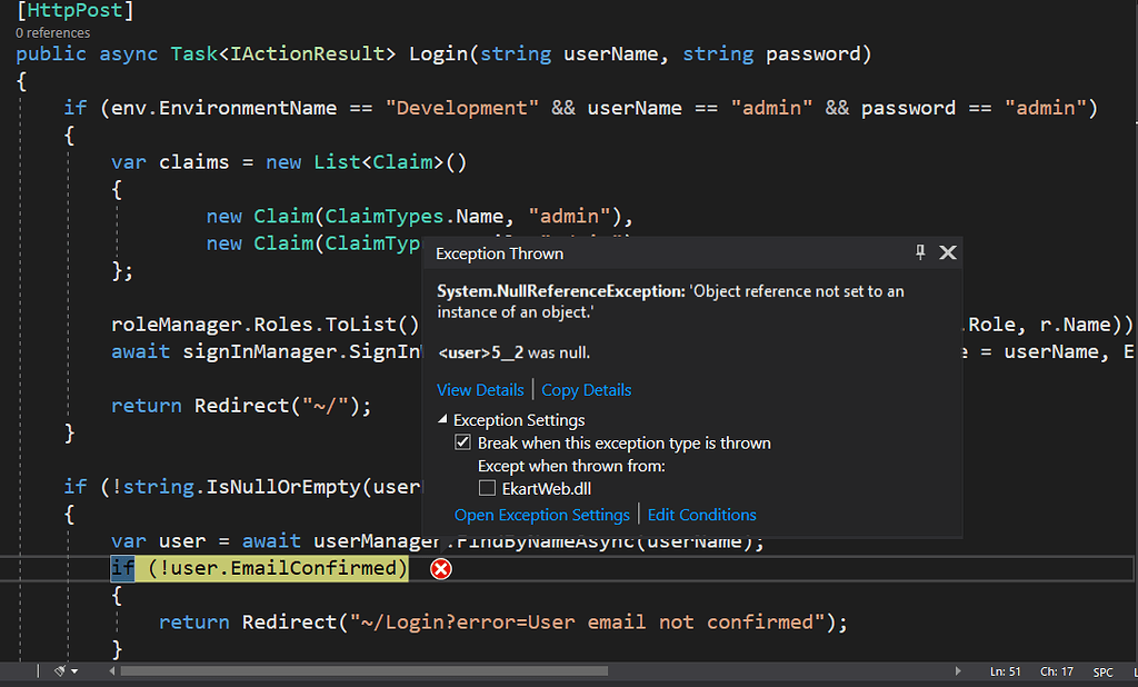 Login exception with non existent user - Bug Fix detail - Blazor Server ...