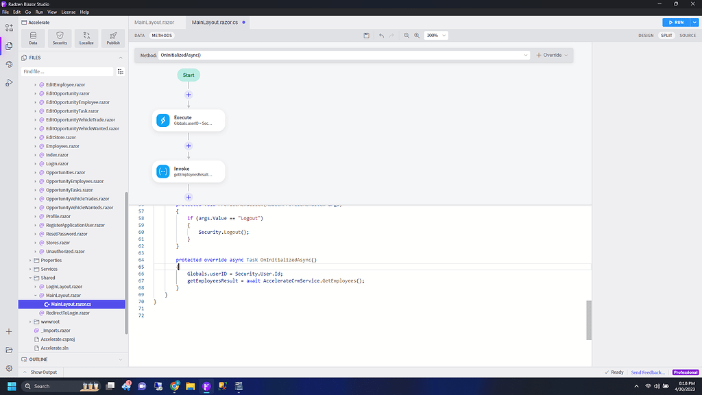 Get Value from Security.User.Id - Radzen Blazor Studio - Radzen