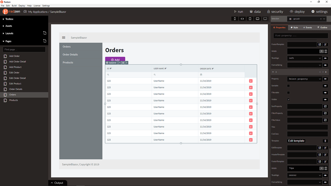 How to show a message yes/no before delete record? - Blazor Server - Radzen