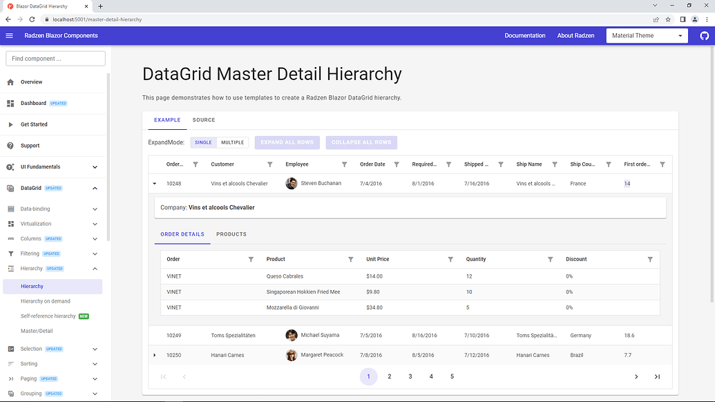 Complex property hierarchy in the Property field of RadzenDataGridColumn - Radzen.Blazor ...