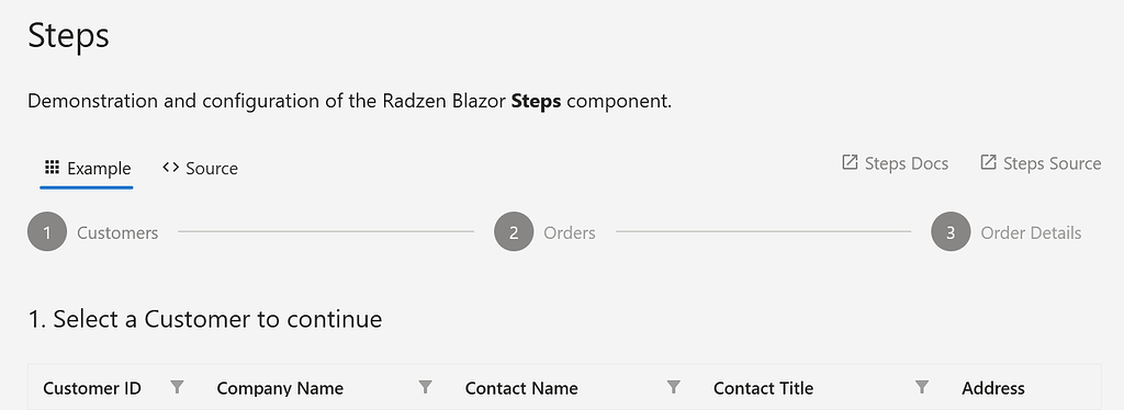 Fluent Theme - Steps Component - Blazor Server - Radzen