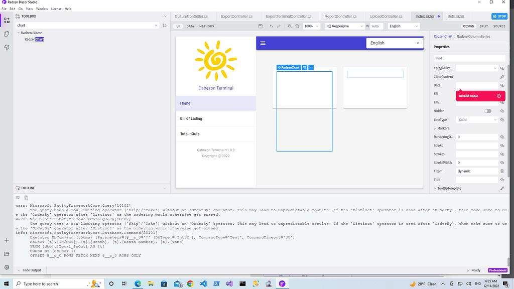 Add Data to RadzenChart - Radzen Blazor Studio - Radzen