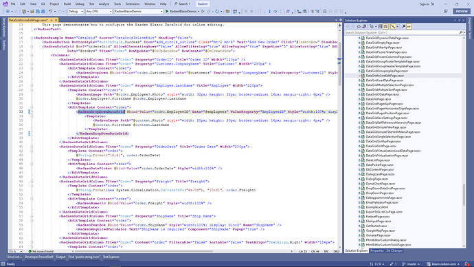 Inline data grid edit with RadzenDropDownDataGrid - Radzen.Blazor Components - Radzen