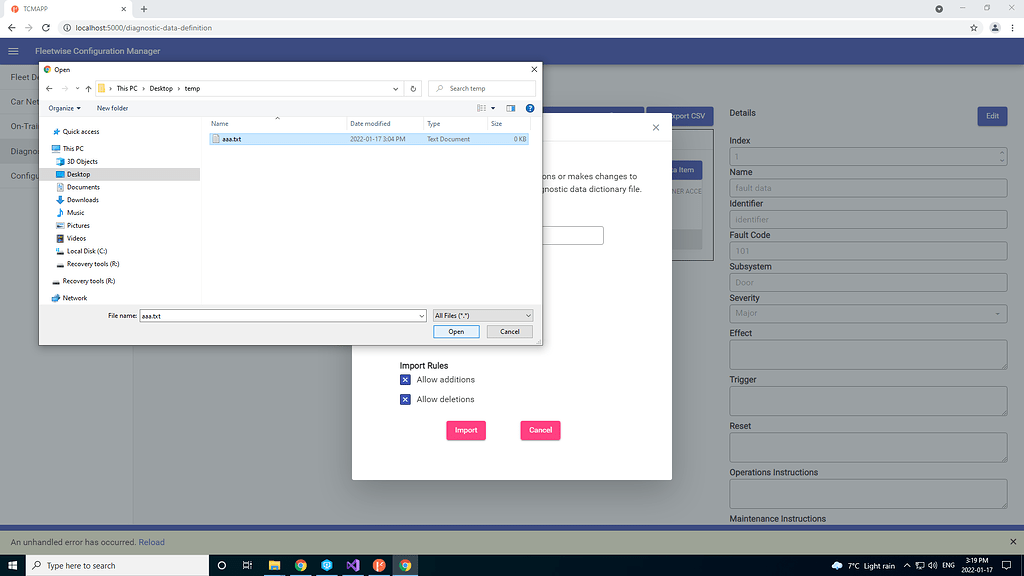 Upload component "Open" click event - Blazor Server - Radzen