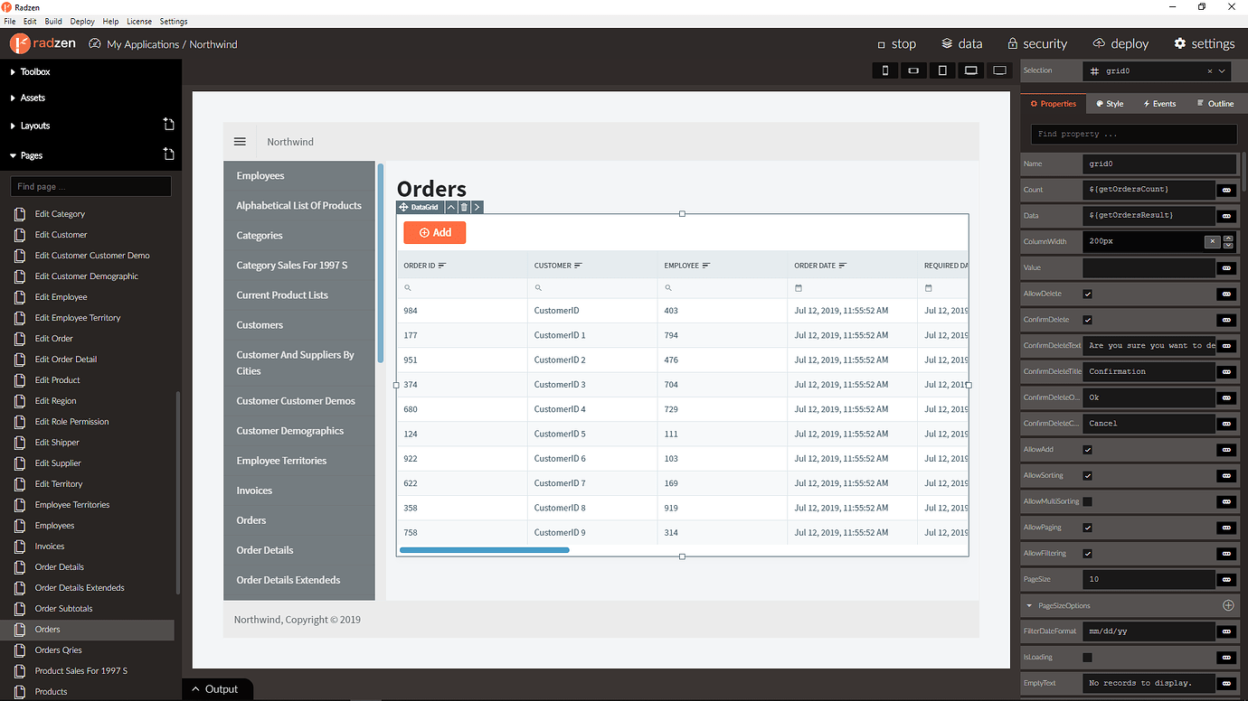 DataGrid Columns Scrolling issue - Radzen Studio (Angular) - Radzen
