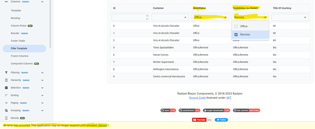 Exception On Example Page Custom Filtering Radzenblazor Components