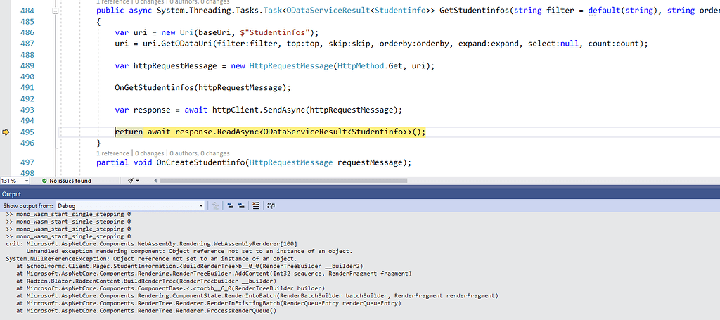 Webassembly NullReferenceException when no rows returned - Blazor ...