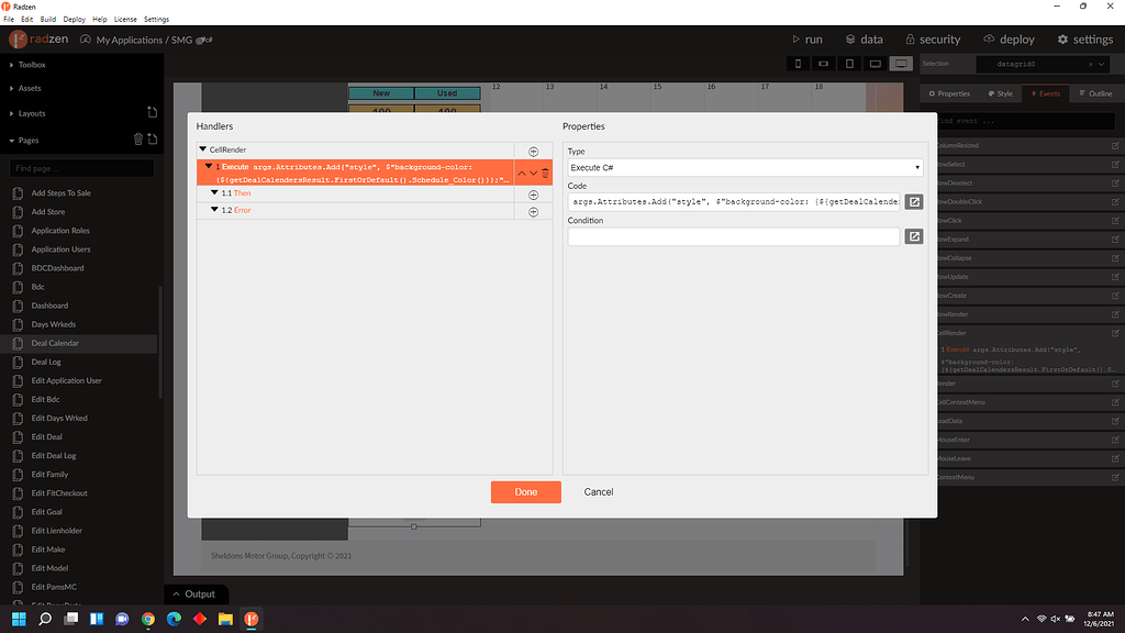 Change datagrid row color using value in a cell - Blazor Server - Radzen