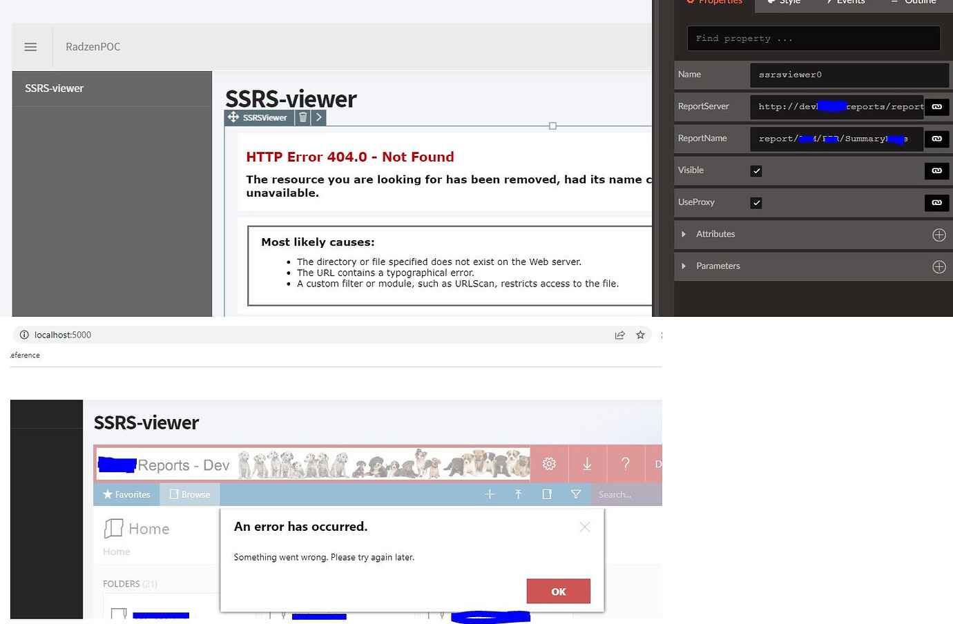 SSRSViewer displays folders, but not report - Radzen Studio (Blazor Server) - Radzen