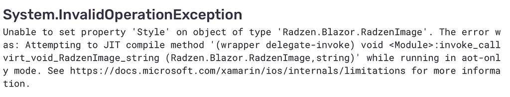MAUI IOS Release Error - Radzen.Blazor Components - Radzen