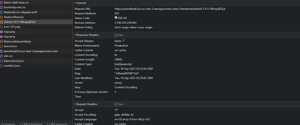 Deployed Wasm Production Not Compressing Radzen Js Css Radzen