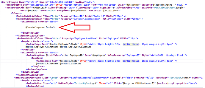 Change in Radzendropdown not work when using CreateComponent ...