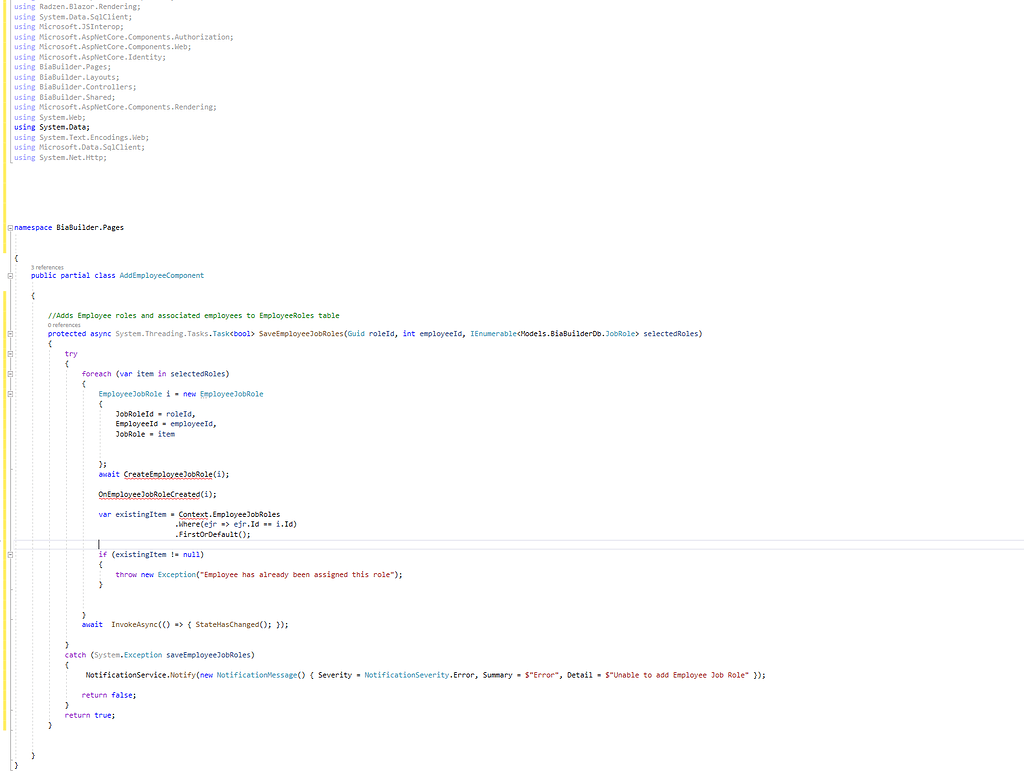 Creating Custom Method Issues With Context Blazor Server Radzen 
