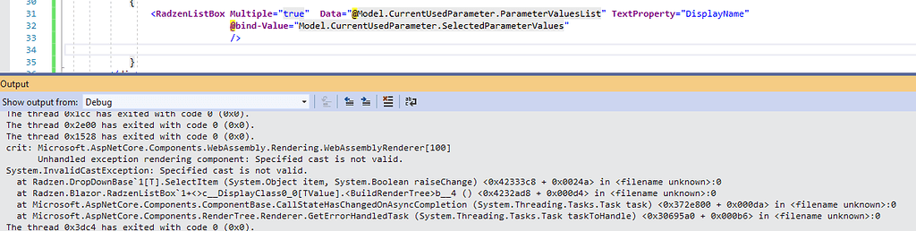 ListBox multiple items binding invalid cast - Blazor Server - Radzen ListBox multiple items binding invalid cast - Blazor Server - Radzen