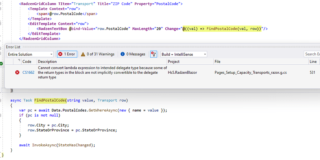 Issue with Changed event syntax with RadzenTextBox - Radzen.Blazor Components - Radzen