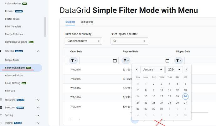 RadzenDataGrid. DateTime filtering in "Simple with menu" mode - Radzen ...