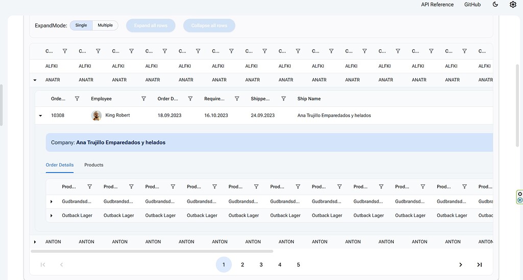 DataGrid Master Detail Hierarchy - independent scrolling for each grid - Radzen.Blazor ...