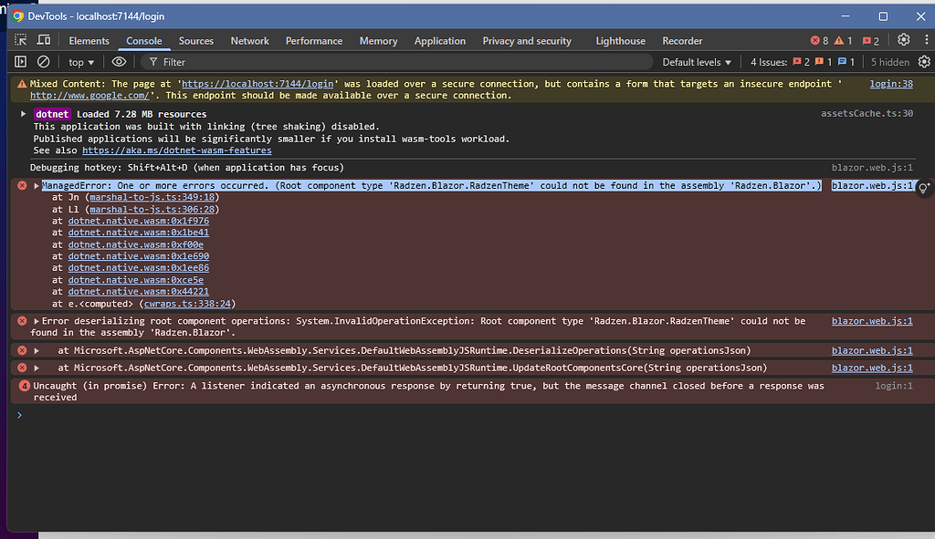 Error when setting up basic Blazor Web Assembly app - Radzen.Blazor Components - Radzen