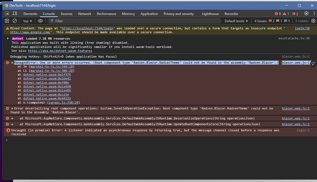 Error when setting up basic Blazor Web Assembly app - Radzen.Blazor Components - Radzen