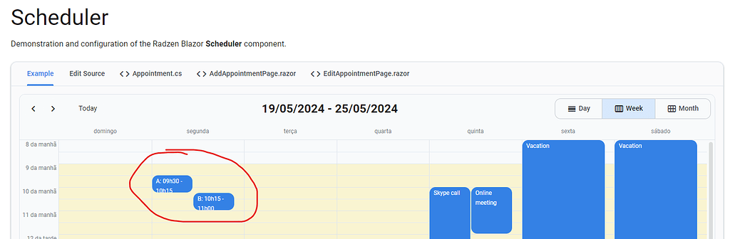 Scheduler Week View Time Slots Render Issue - Radzen.Blazor Components - Radzen