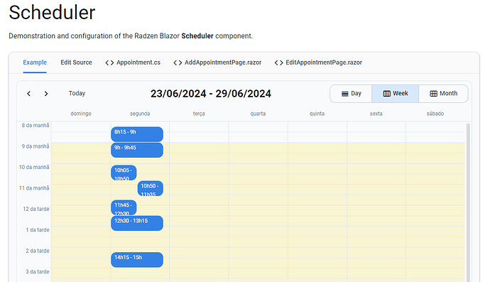 Scheduler Week View Time Slots Render Issue - Radzen.Blazor Components - Radzen