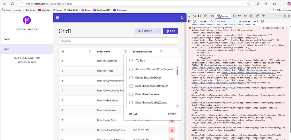 Problem when use DataGrid CheckBox list (Excel like) Filter - Radzen.Blazor Components - Radzen