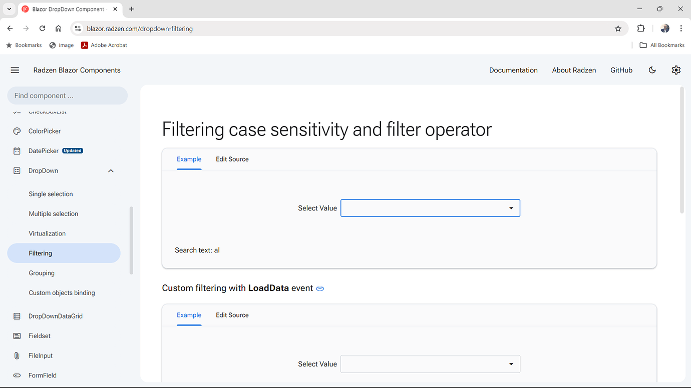 Dropdown Filter Customization Radzen Blazor Components Radzen