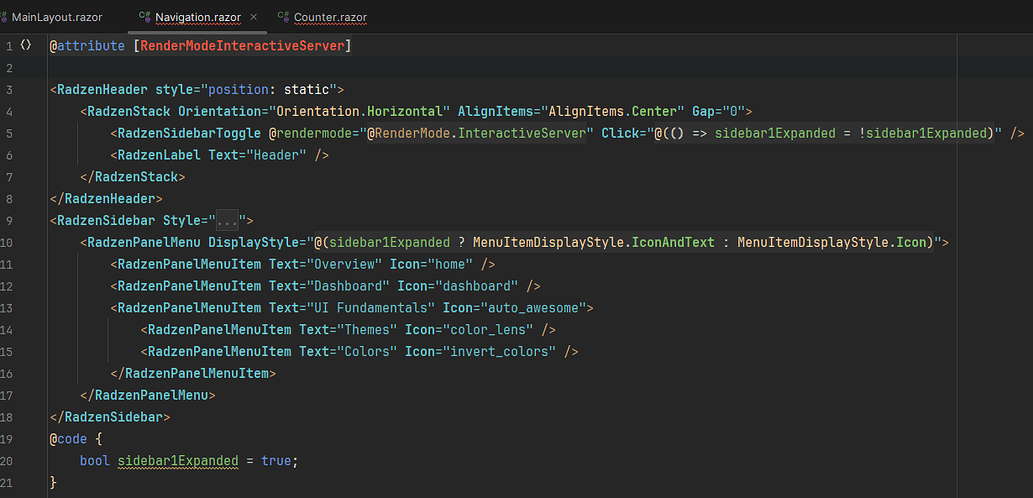 Rendermode in Blazor Web App - Radzen.Blazor Components - Radzen