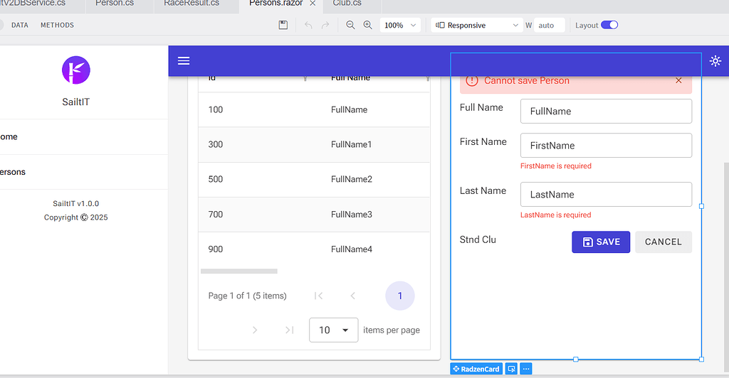 Generating CRUD page wrong code - Radzen Blazor Studio - Radzen
