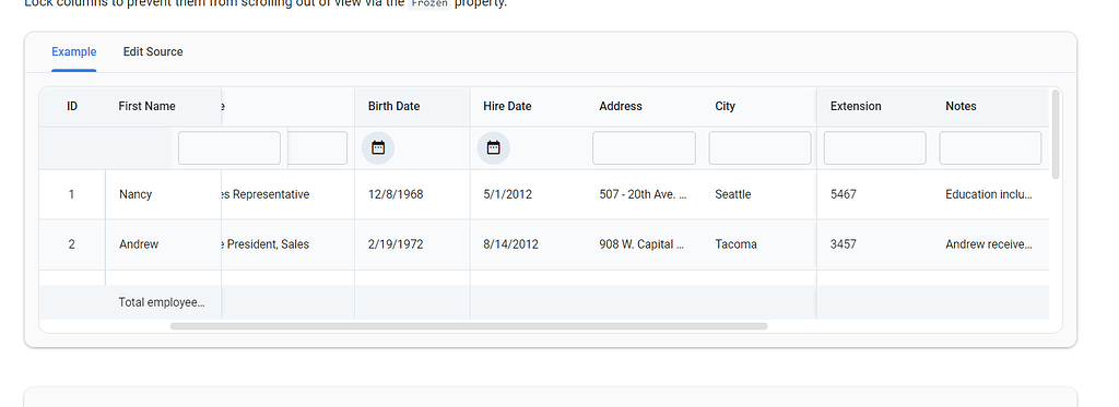 Issue with RadzenDataGrid Frozen Columns and FilterMode.Simple and** FilterMode.SimpleWithMenu ...