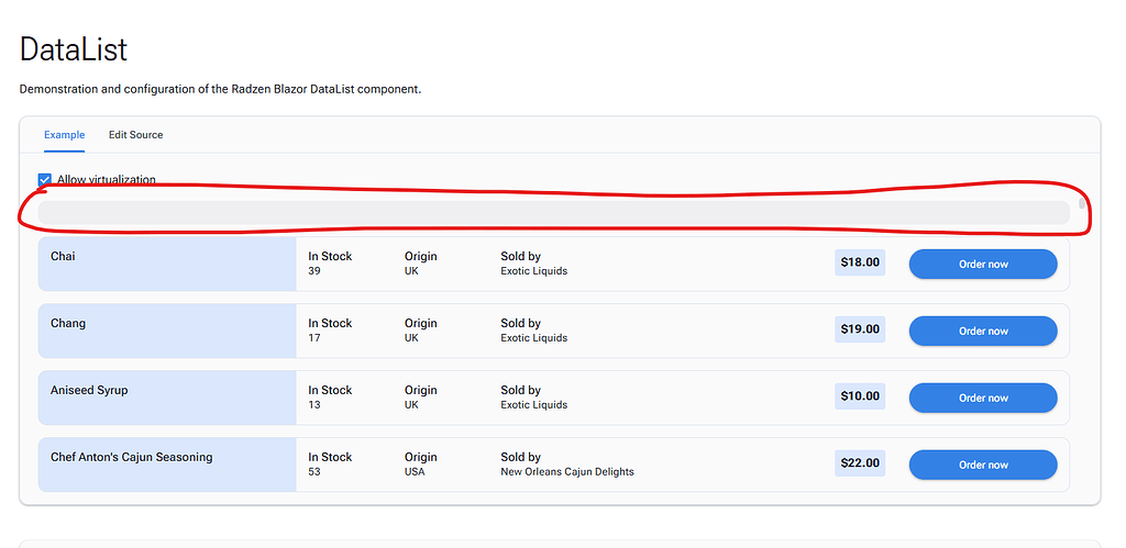 Empty row in datalist - Radzen.Blazor Components - Radzen