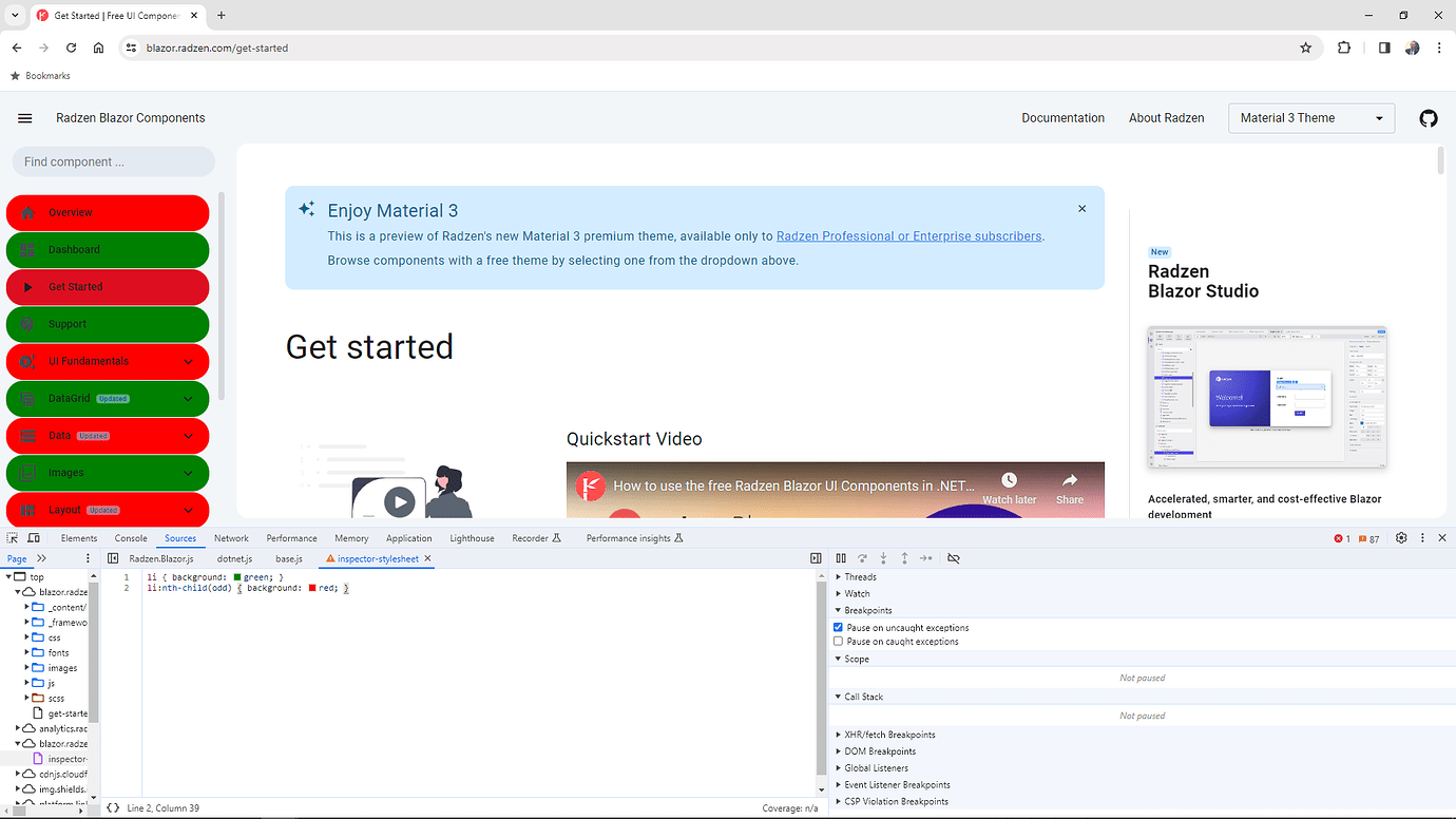 Radzen Panel Menu Rows - Radzen.Blazor Components - Radzen