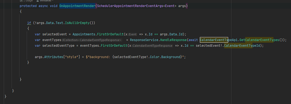 Razden Scheduler Dynamic event colors - Radzen.Blazor Components - Radzen