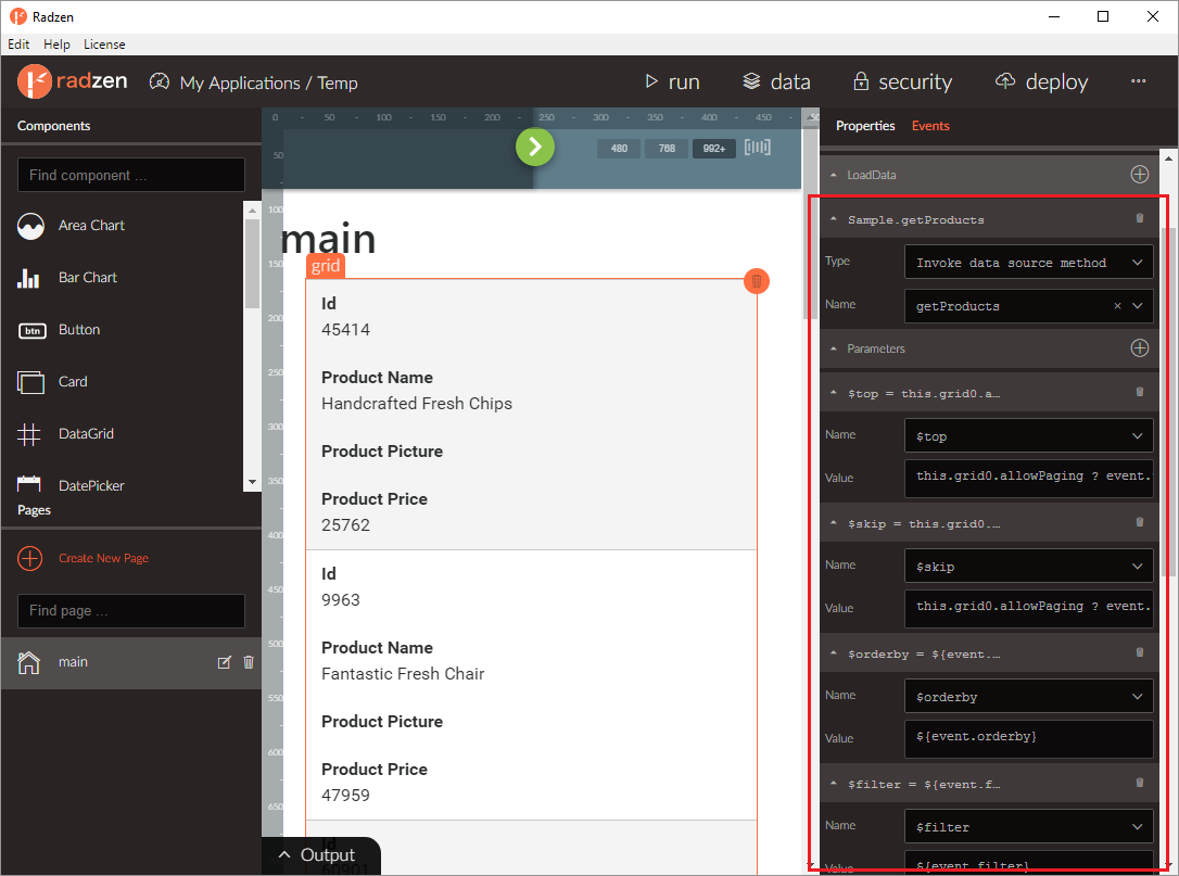 Sort Data Grid - Radzen