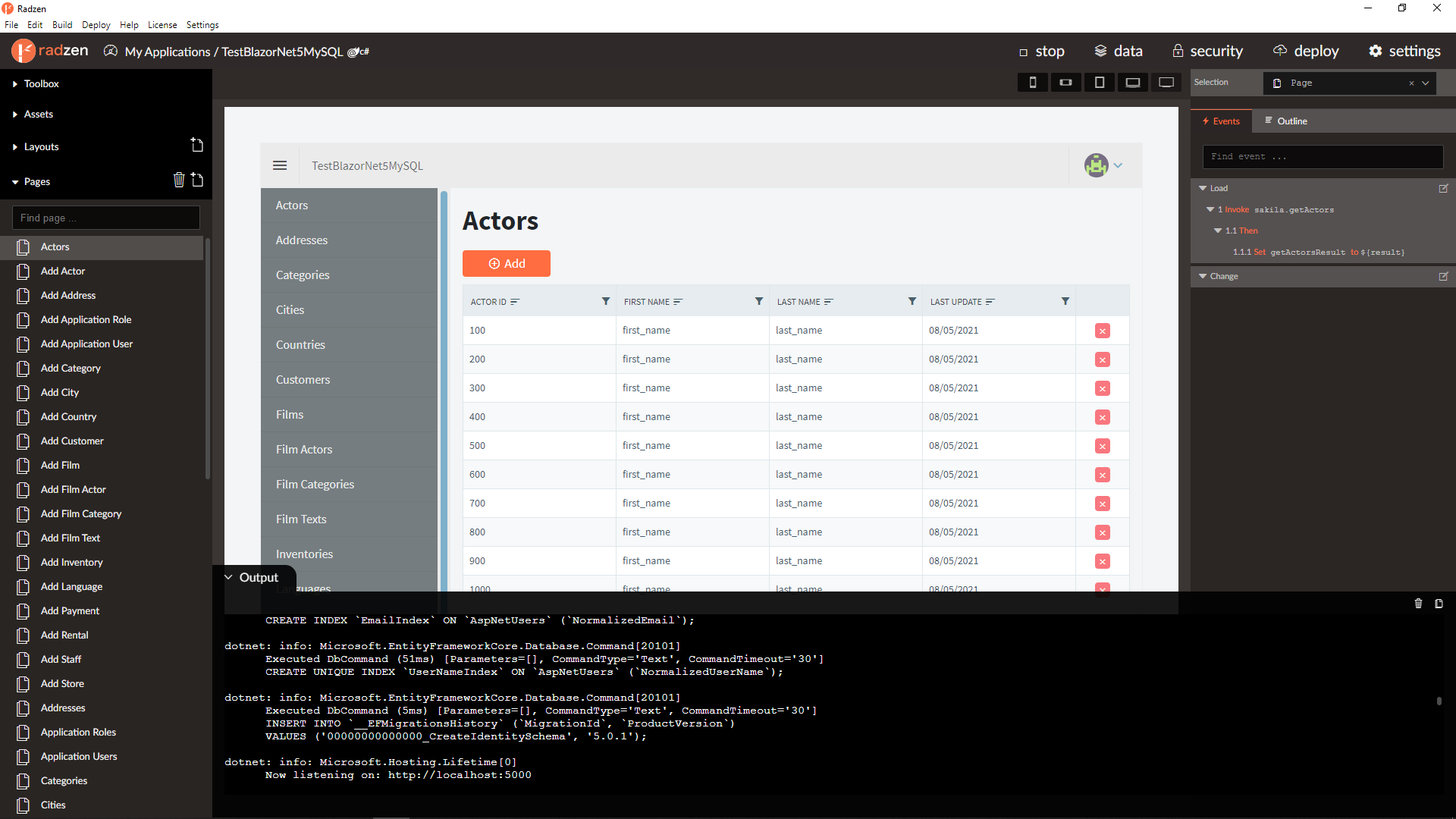 Default Security Login On Mysql Yields Exception Radzen 2620 Blazor Server Radzen 