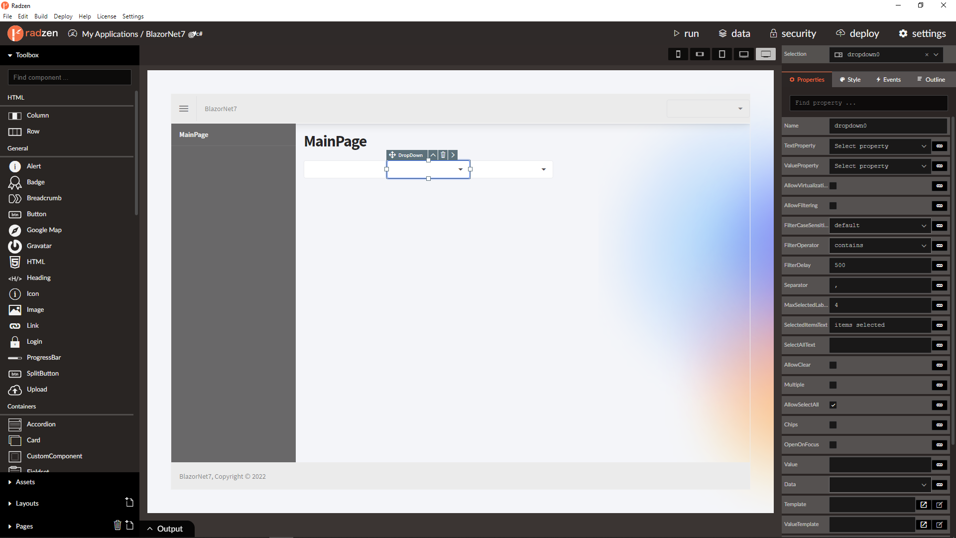DropDown(/DataGrid) cannot aligh with Others in same row - Radzen.Blazor Components - Radzen