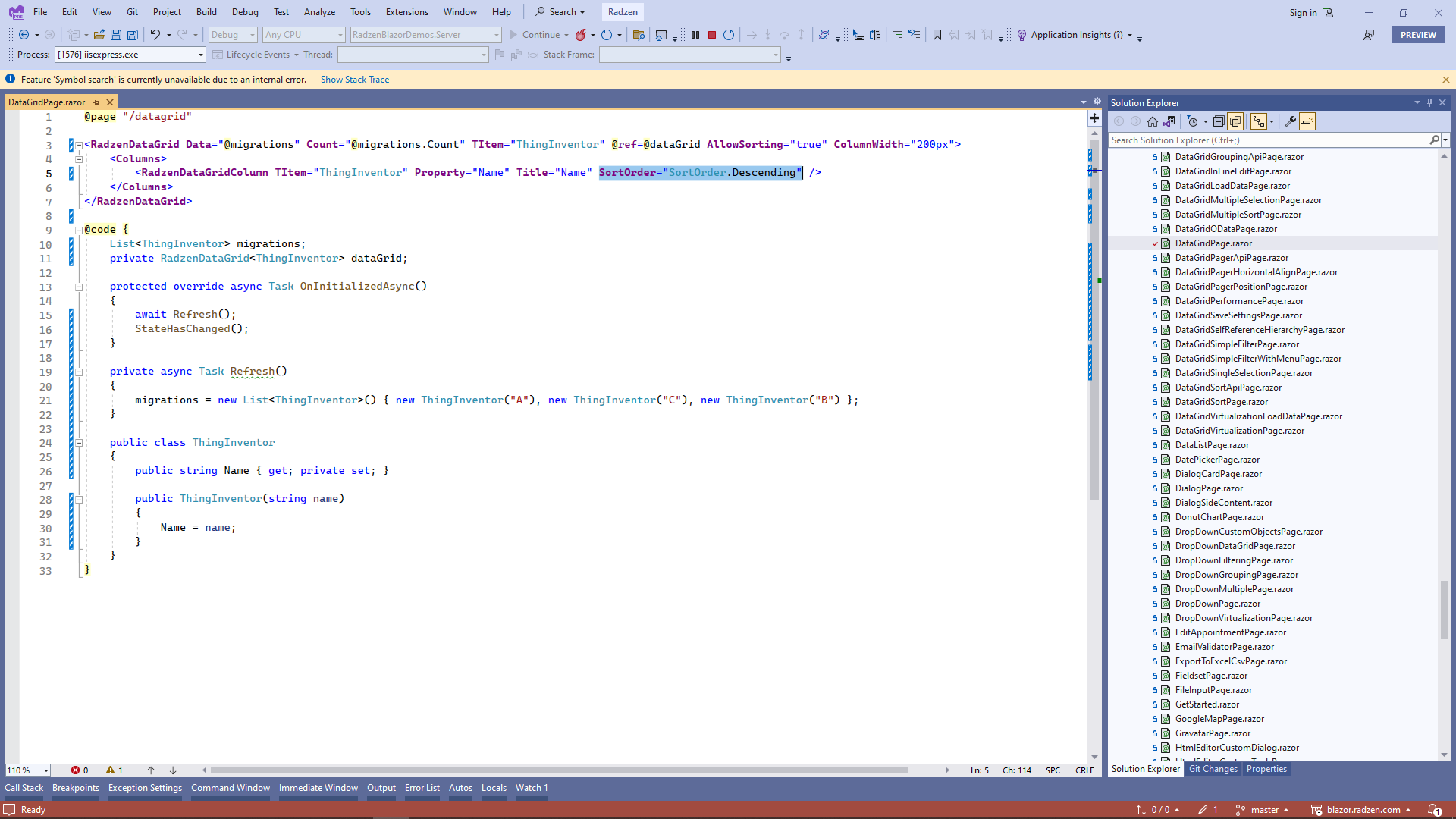 DataGridColumn SortOrder does not sort api loaded data - Radzen.Blazor ...