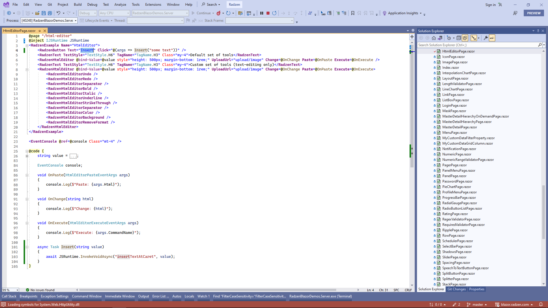 Insert text programmatically into RadzenHtmlEditor - Radzen.Blazor ... Insert text programmatically into RadzenHtmlEditor - Radzen.Blazor ...