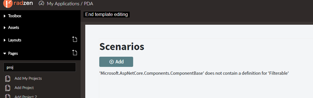 Design time error editing hierarchy grid template - Blazor Server - Radzen